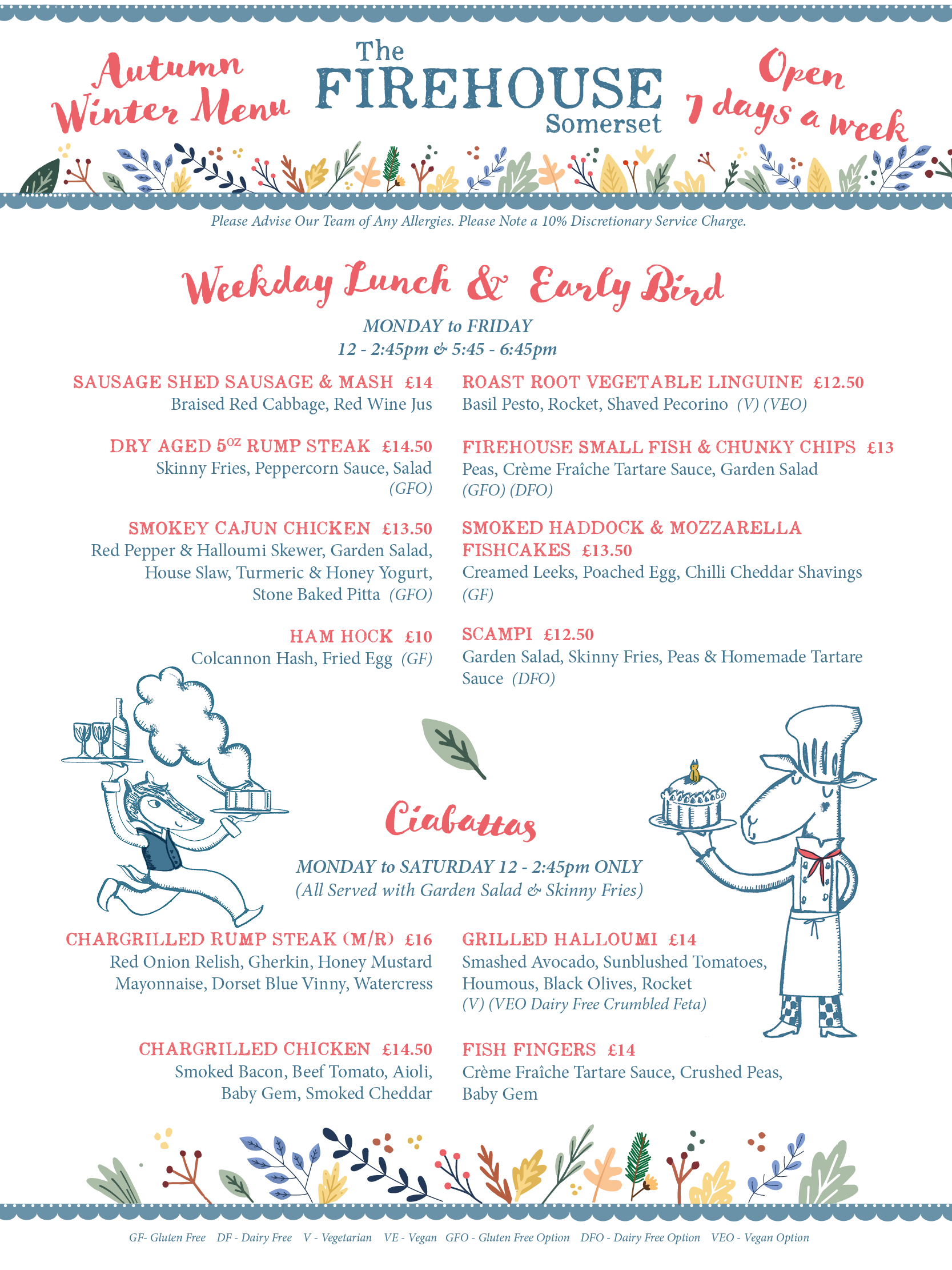 Weekday Lunch & Early Bird Menu – The Firehouse